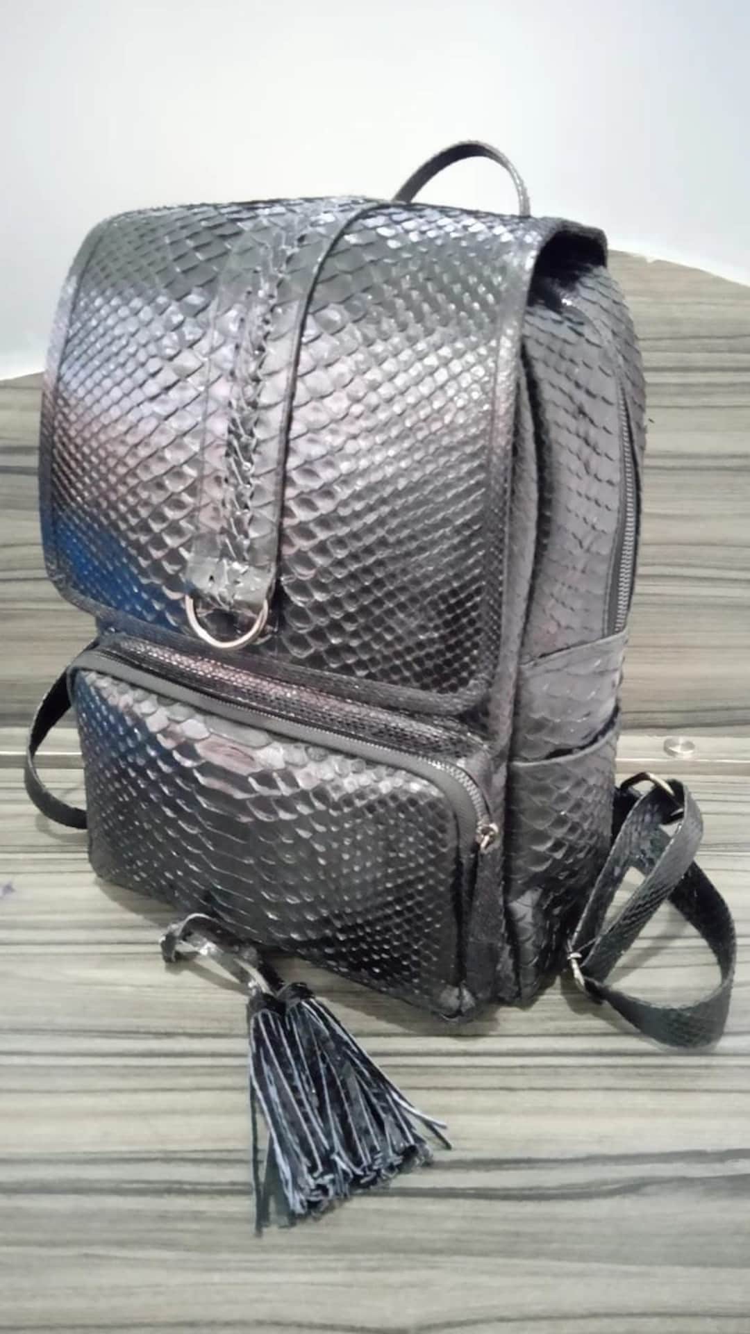 Exotic Black Backpack of Snake Leather. Snake Skin. Snakeking - Etsy
