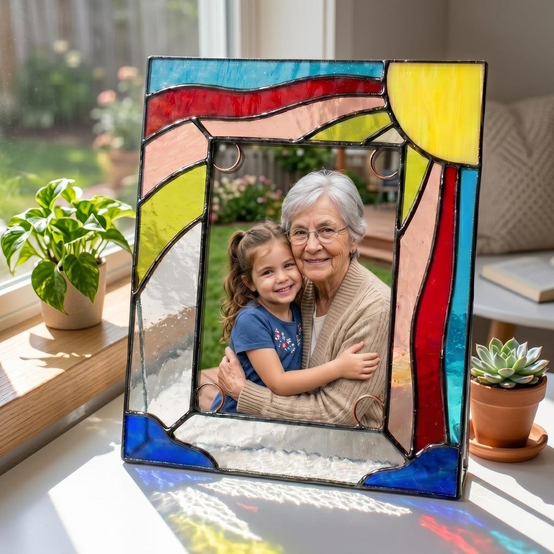 Stained Glass Picture Frame, Custom Color Photo Frame Gift, 4x6 or 5x7 ...
