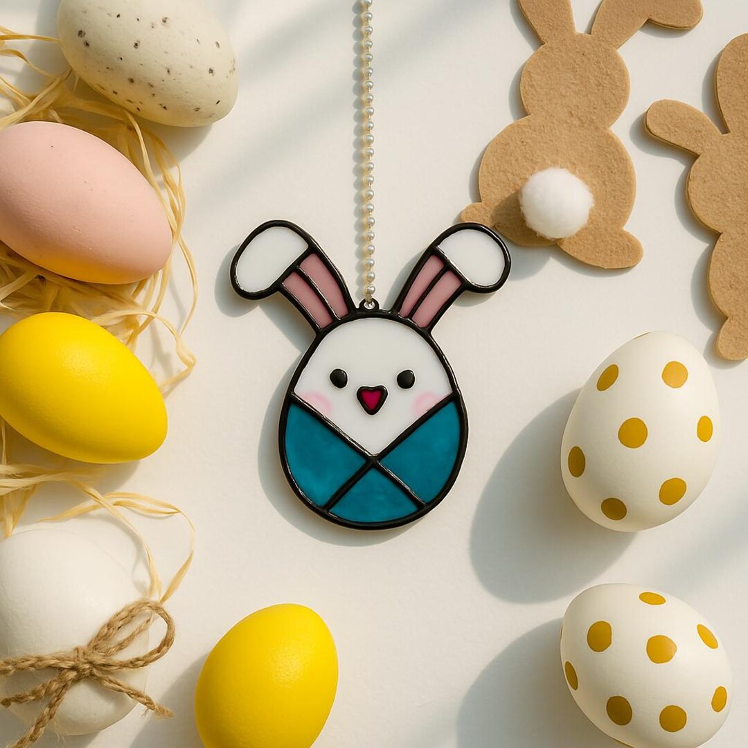 Easter Bunny Stained Glass Ornament | Cute Handmade Hanging Suncatcher ...