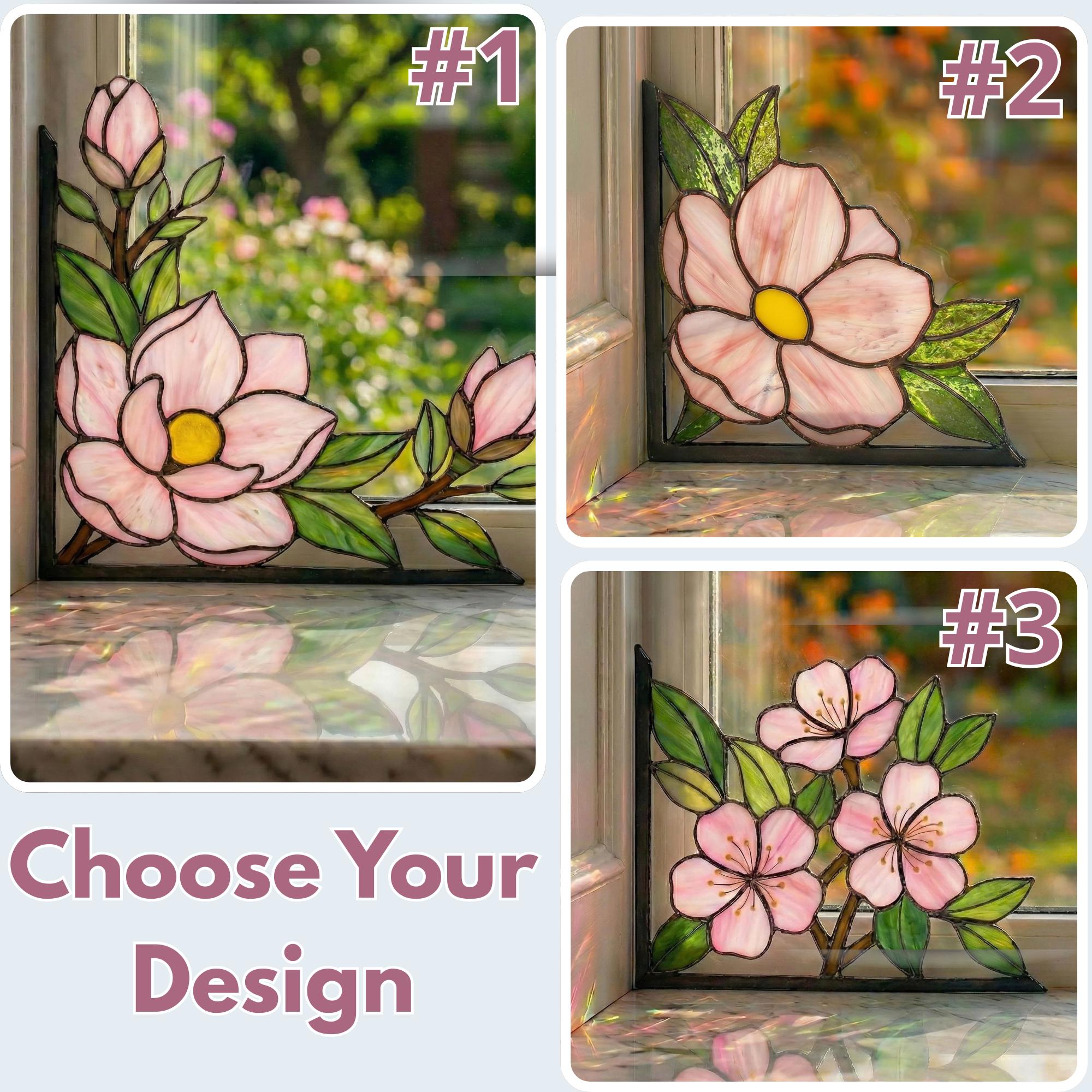 Stained Glass Cherry Blossom Bookends, Pink Sakura Flower Decor ...