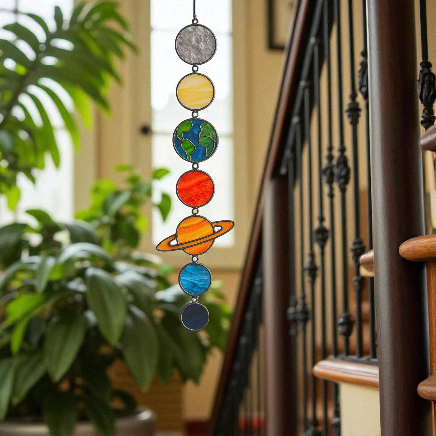 Stained Glass Solar System Suncatcher – Celestial Planet and Moon ...