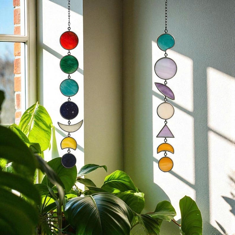 Stained Glass Solar System Suncatcher – Celestial Planet and Moon ...