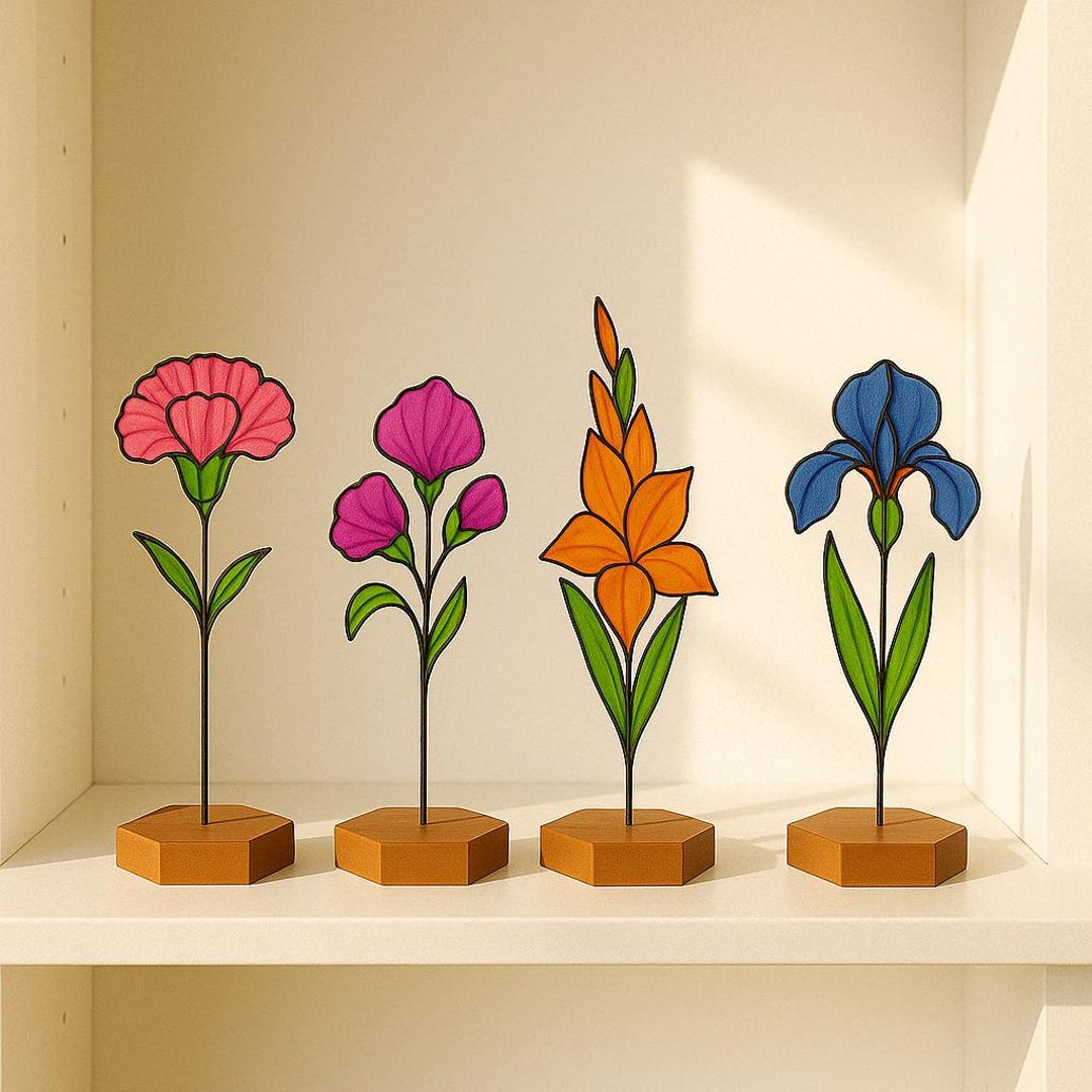 Handmade Stained Glass Birth Month Flower – Floral Decor Gift - Etsy