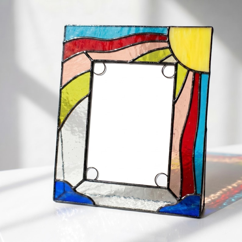 Stained Glass Picture Frame, Custom Color Photo Frame Gift, 4x6 or 5x7 ...