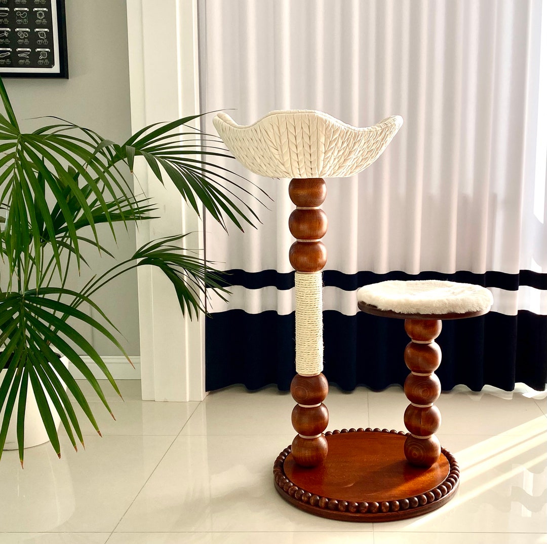 No 3 Natural Wood Cat Tree, Cat Tower, Climbing Tree, Scratching Tree ...