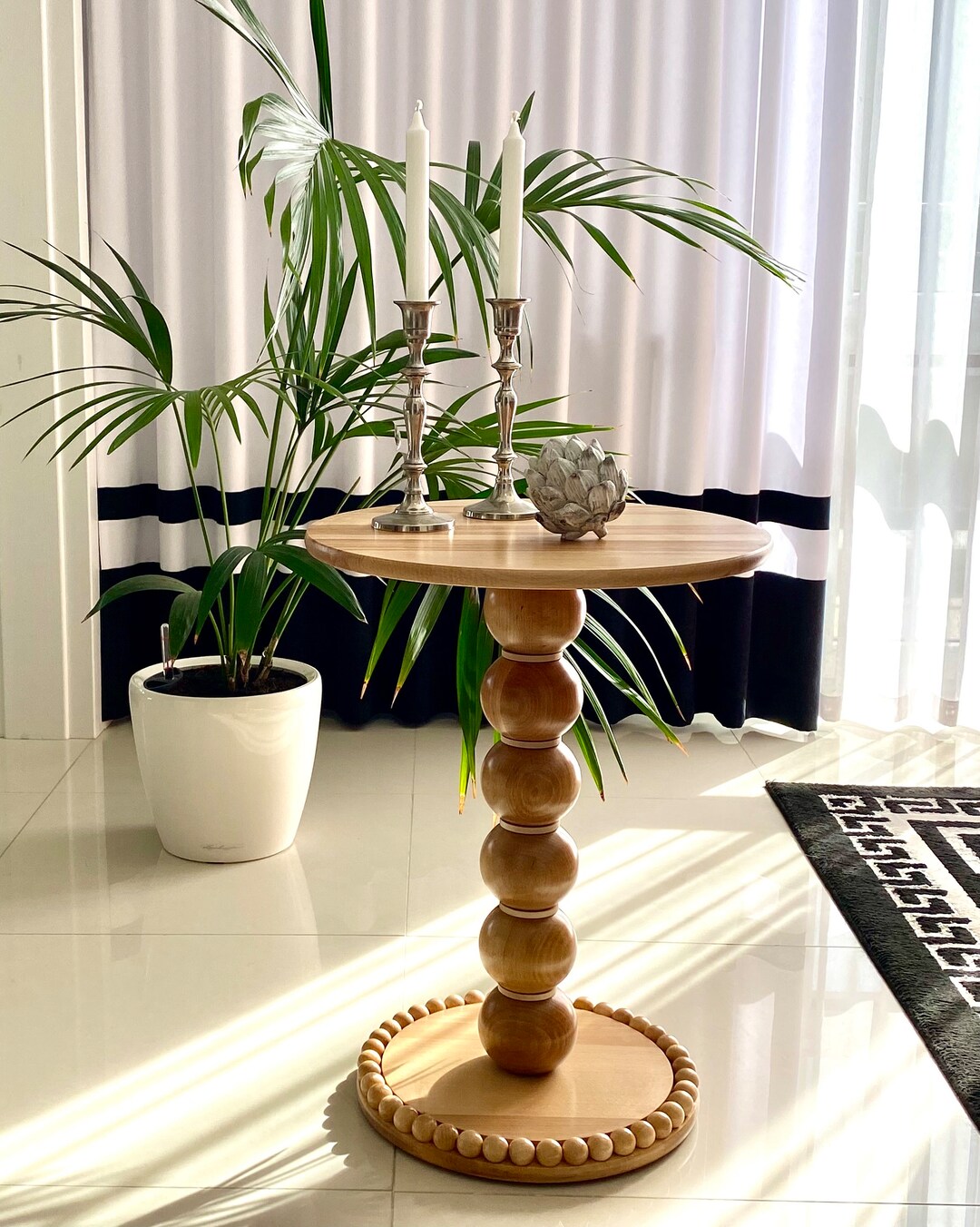 Handmade Beech Wood Side Table: Modern Minimalist Plant Stand - Etsy