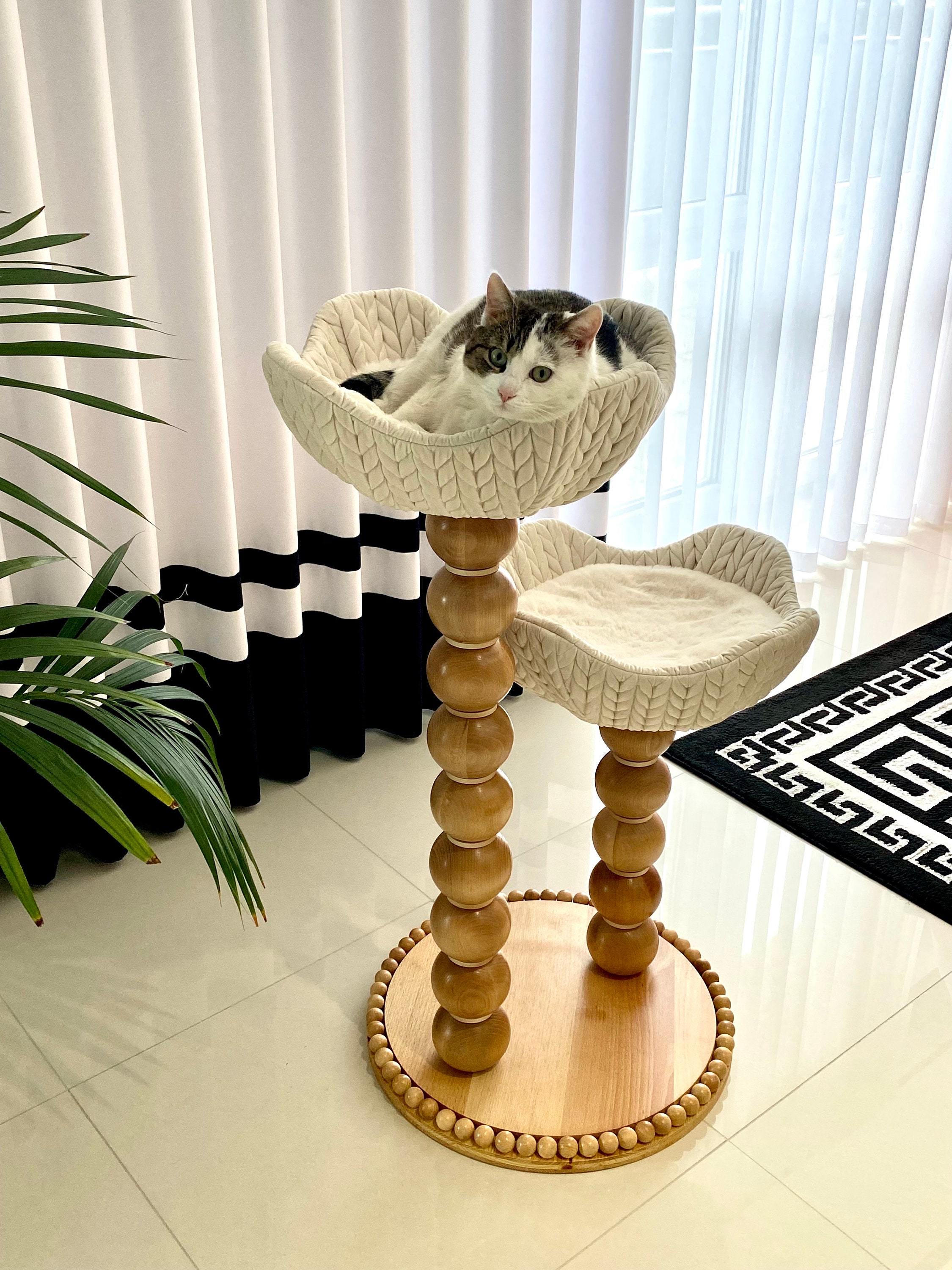 Natural Wood Cat Tree, Cat Tower, Cat Climbing Tree,scratching Cat Tree ...
