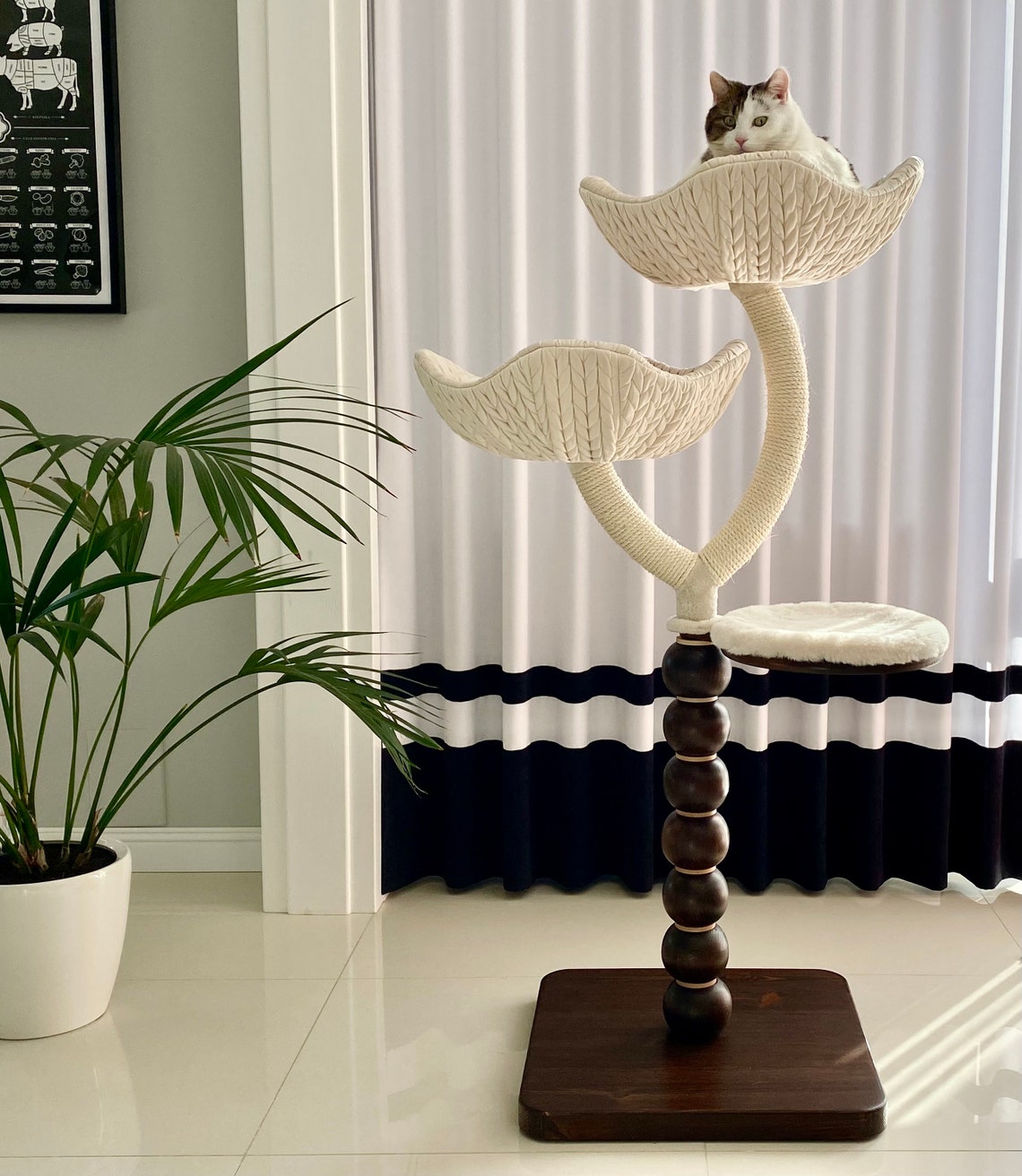 No 12 Natural Wood Cat Tree,cat Tower,climbing Tree,scratching Cat Tree ...