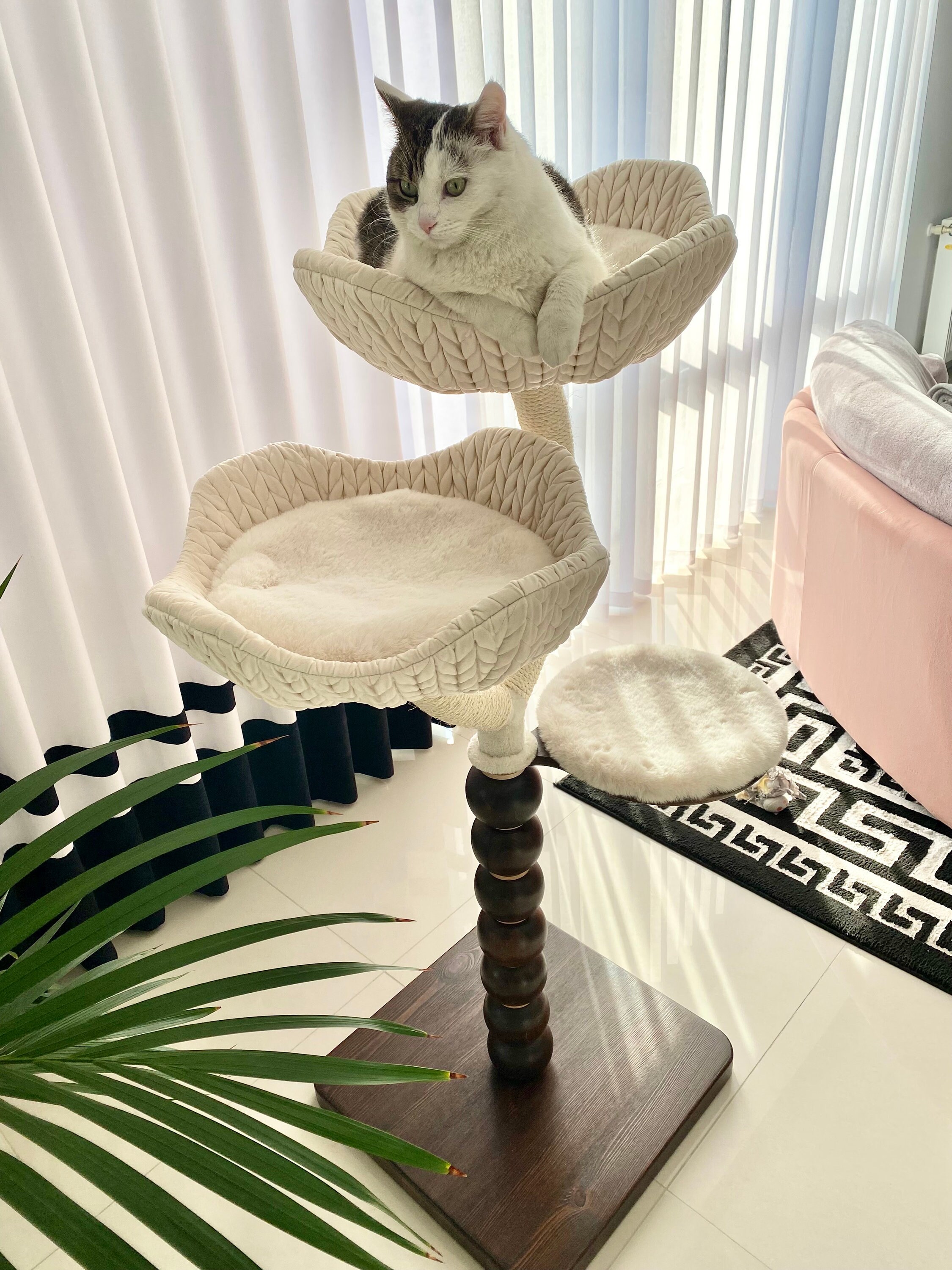 No 12 Natural Wood Cat Tree,cat Tower,climbing Tree,scratching Cat Tree ...