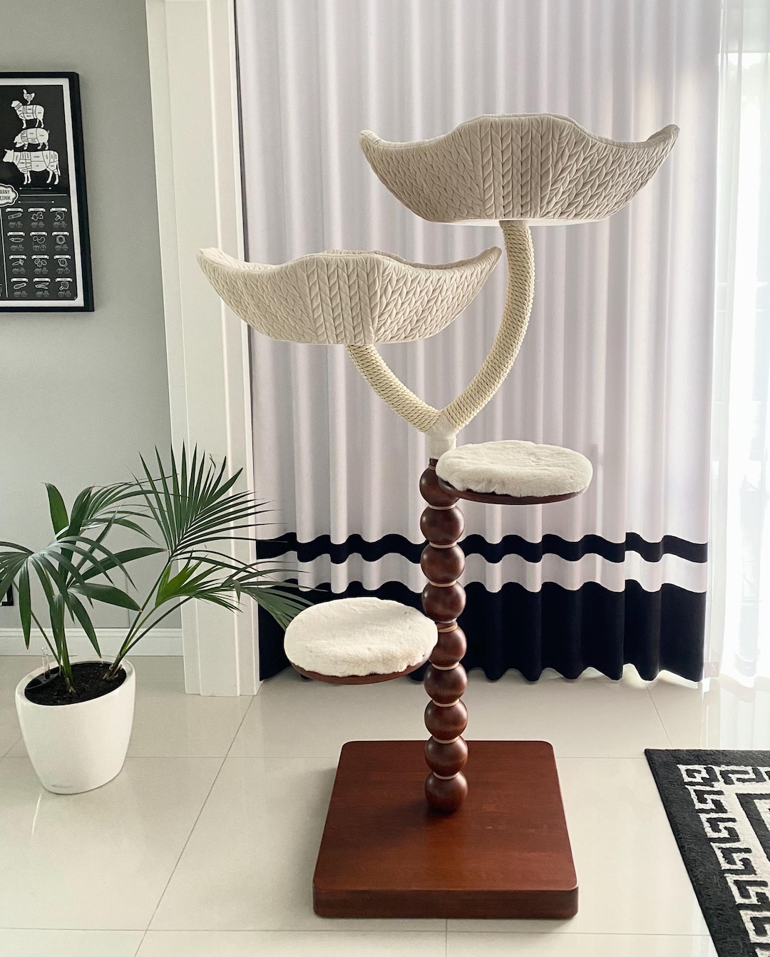 No 41 Handmade Wooden Cat Tree: Large Breed Cat Tower With Scratching ...