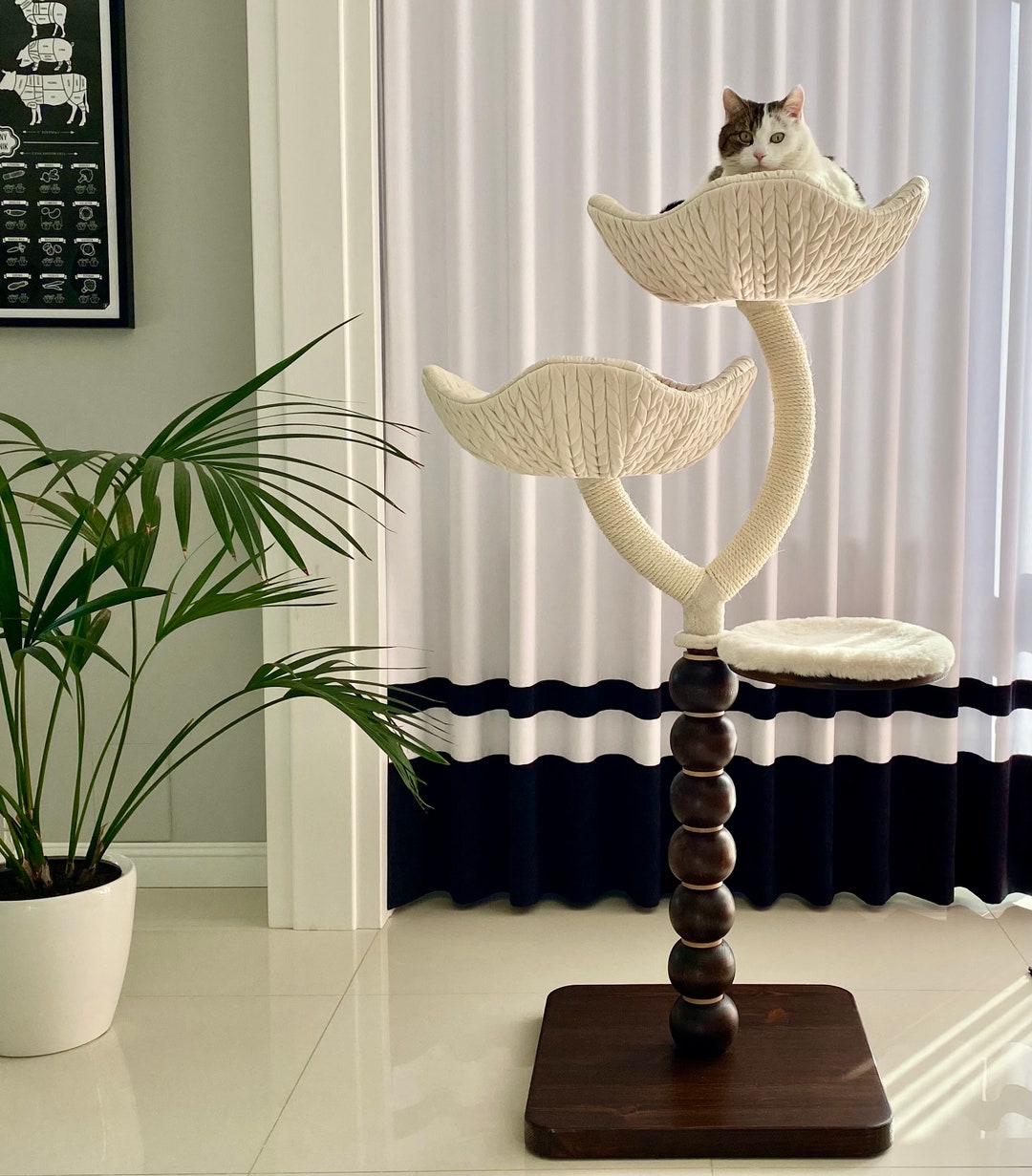 No 12 Natural Wood Cat Tree,cat Tower,climbing Tree,scratching Cat Tree ...