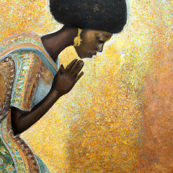 Black Woman Praying Painting