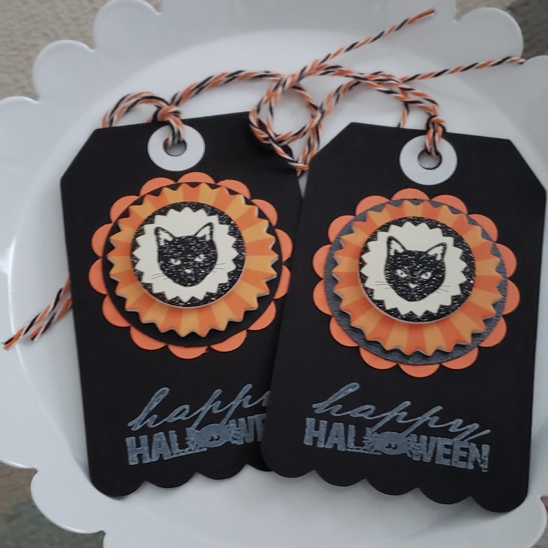 Cat and Bat Halloween Tags: Set of 4 - Etsy
