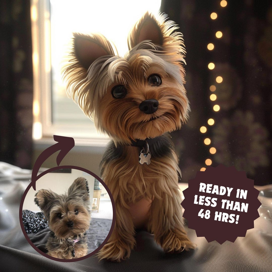 Custom Pixar Dog Portrait From Photo, Personalized Pet Dog Icon, 2D ...