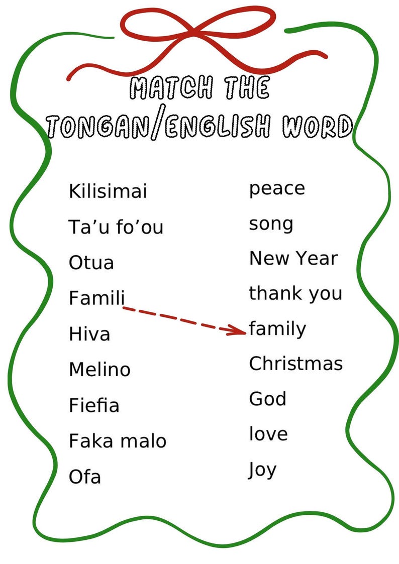 Christmas Activity 11 Page Printable for Tongan Kids, Kilisimasi Fiefia ...