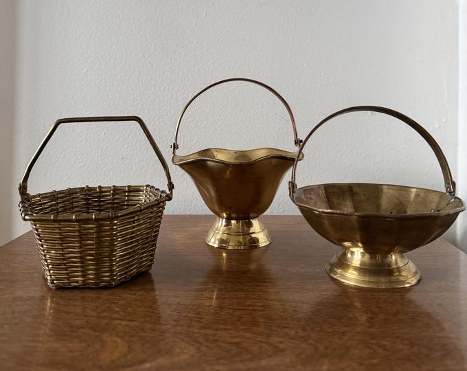 Vintage Solid Brass Baskets - Etsy