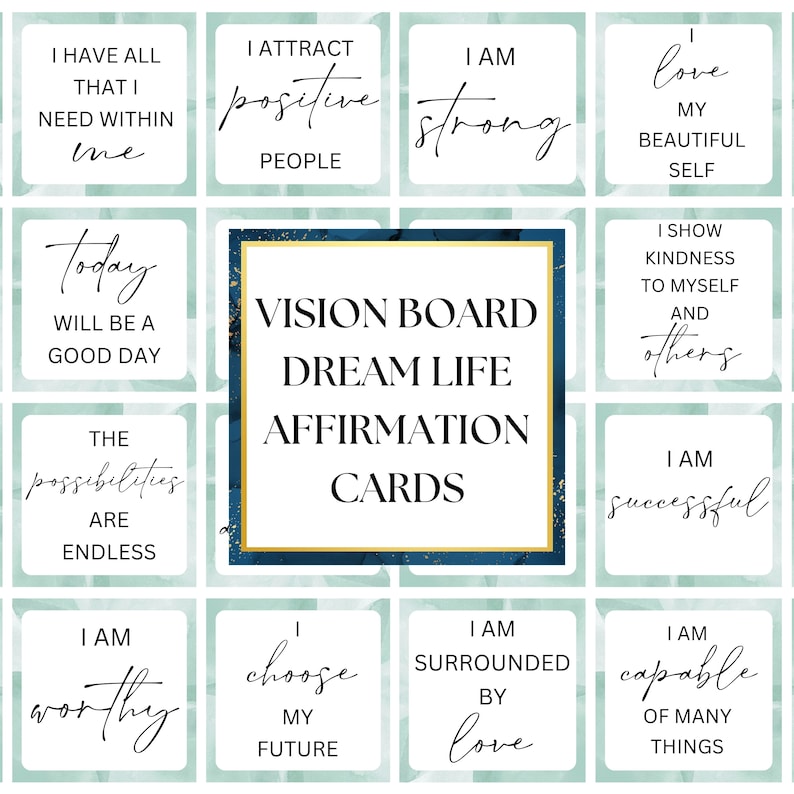 Vision Board Affirmation Cards Printable, Vision Board Printables ...