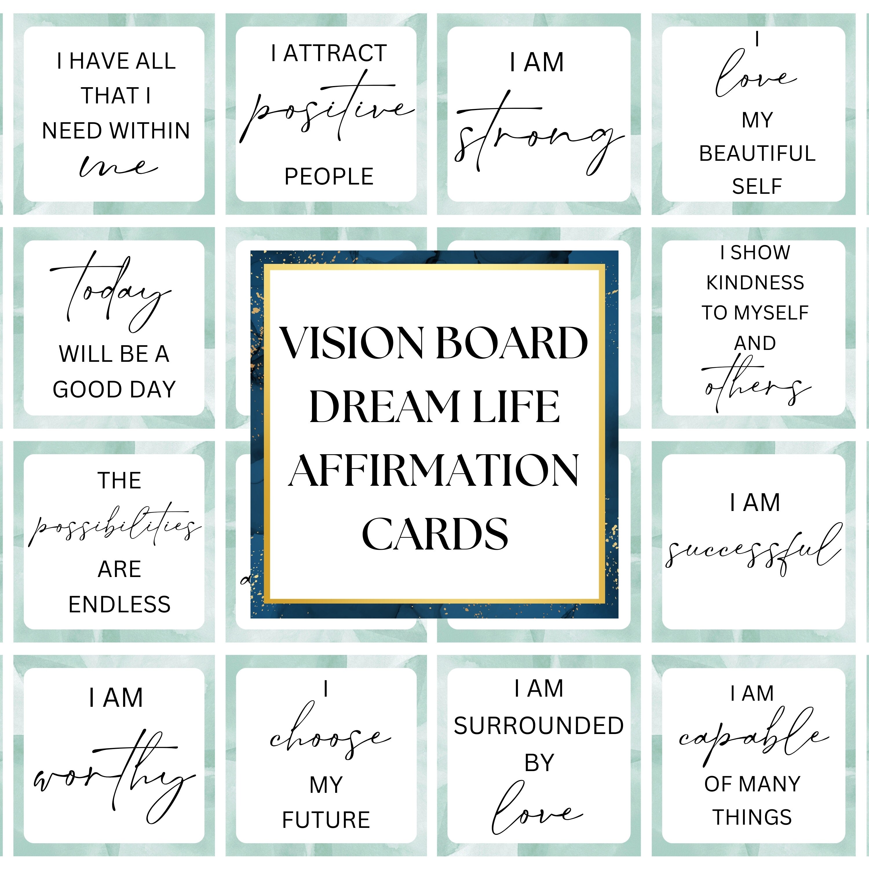 Vision Board Affirmation Cards Printable, Vision Board Printables ...
