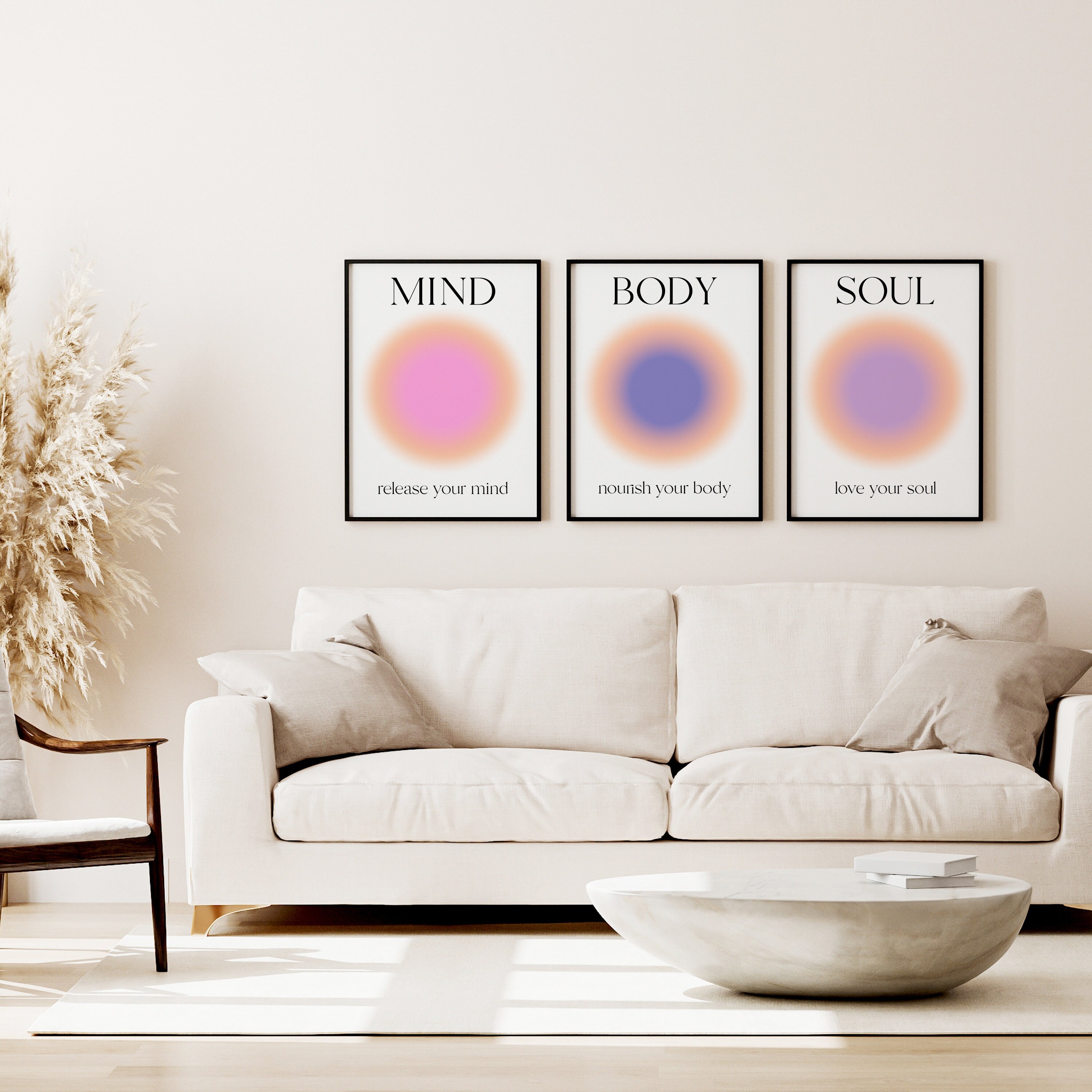 Aura Poster Set of 3 Prints Spiritual Poster Angel Aura Gradient Print ...