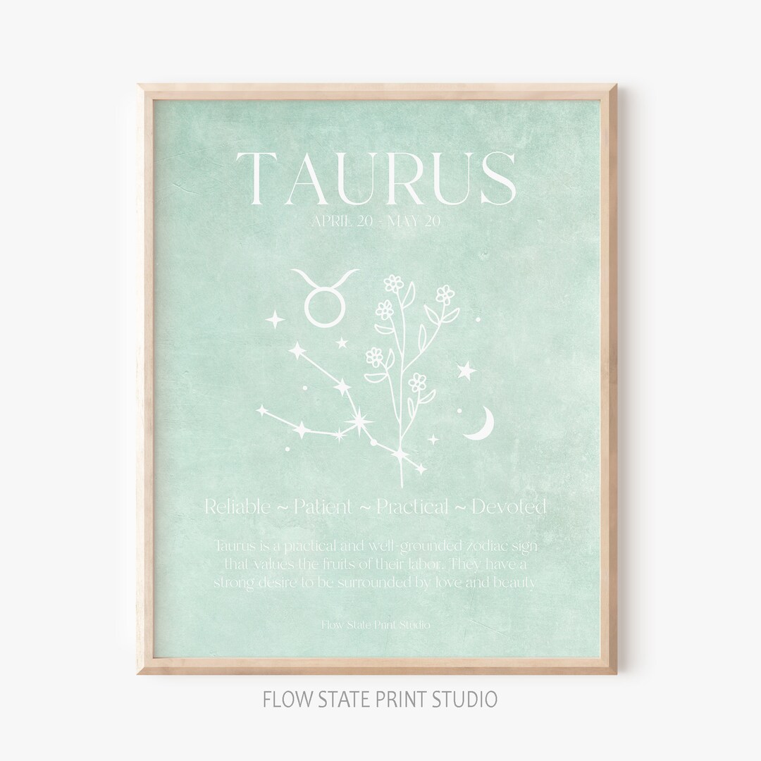 TAURUS Poster Aura Poster Taurus Print Zodiac Artwork Taurus Green New ...