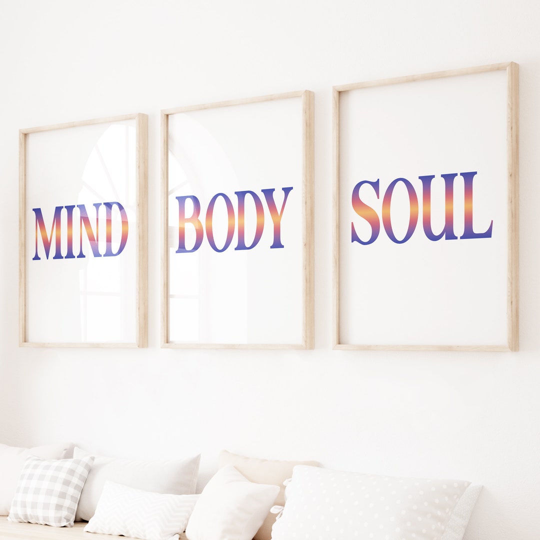 Mind Body Soul 3 Panel Wall Art Gradient Poster Divine Feminine Art ...
