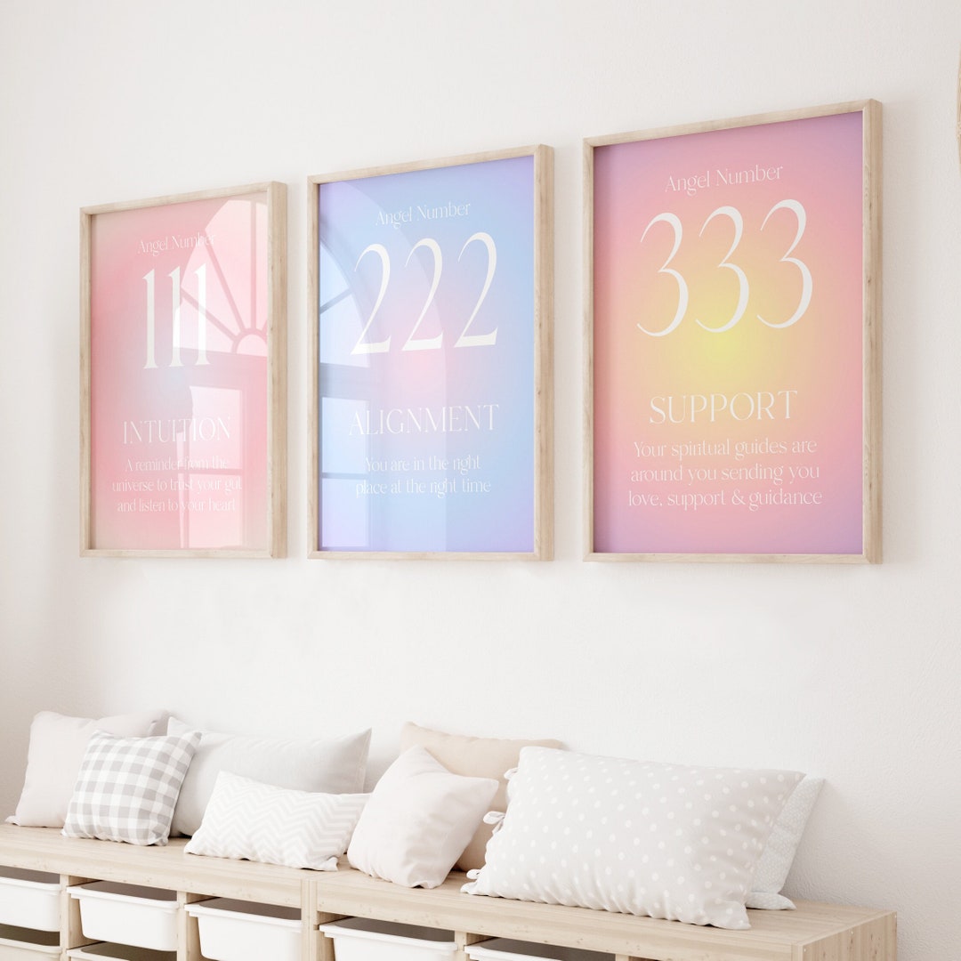 Set of 3 Prints Angel Numbers Angel Number Poster Aura - Etsy