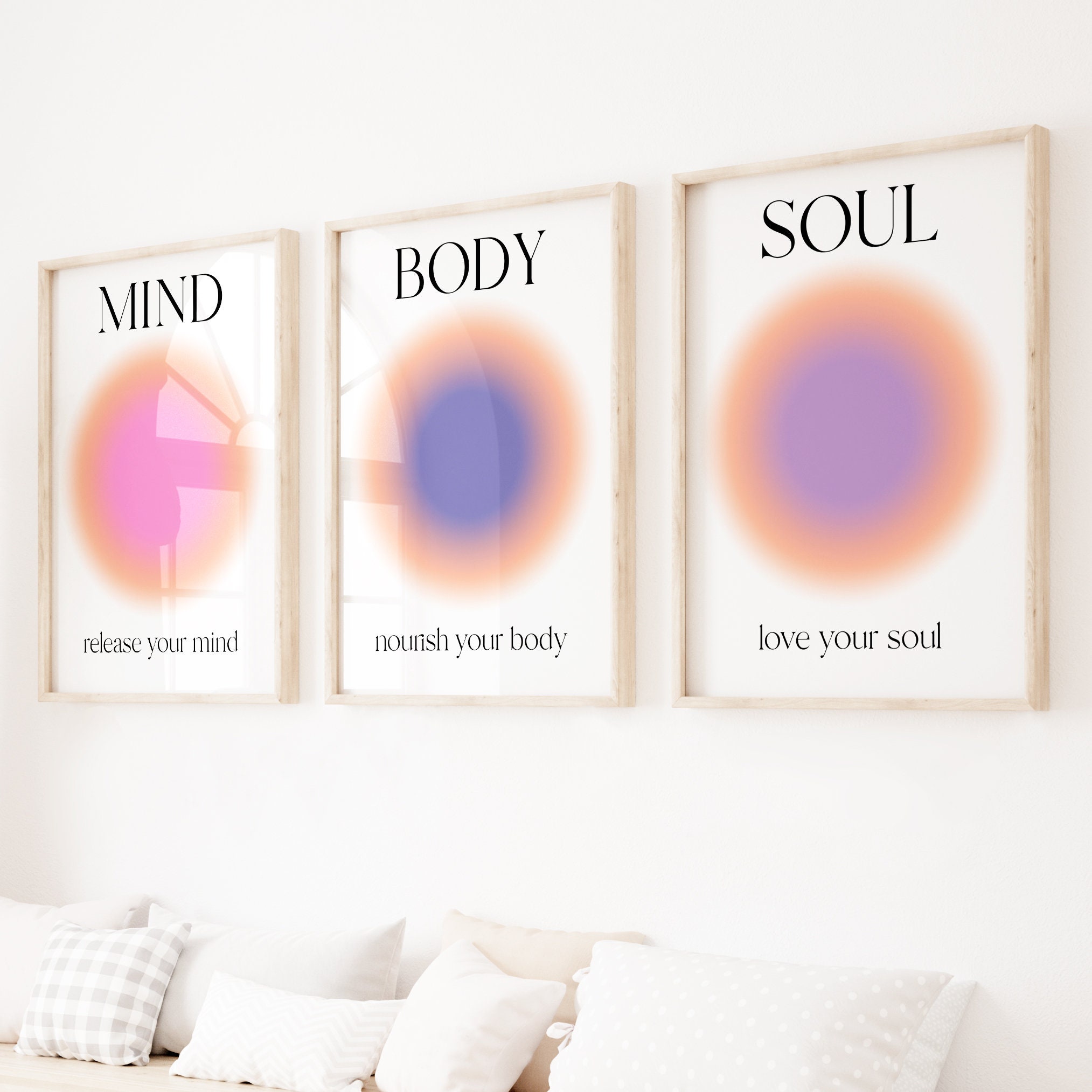 Aura Poster Set of 3 Prints Spiritual Poster Angel Aura Gradient Print ...
