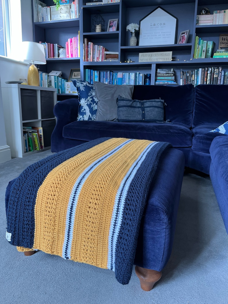 Ashby Striped Blanket - Crochet Pattern - Etsy