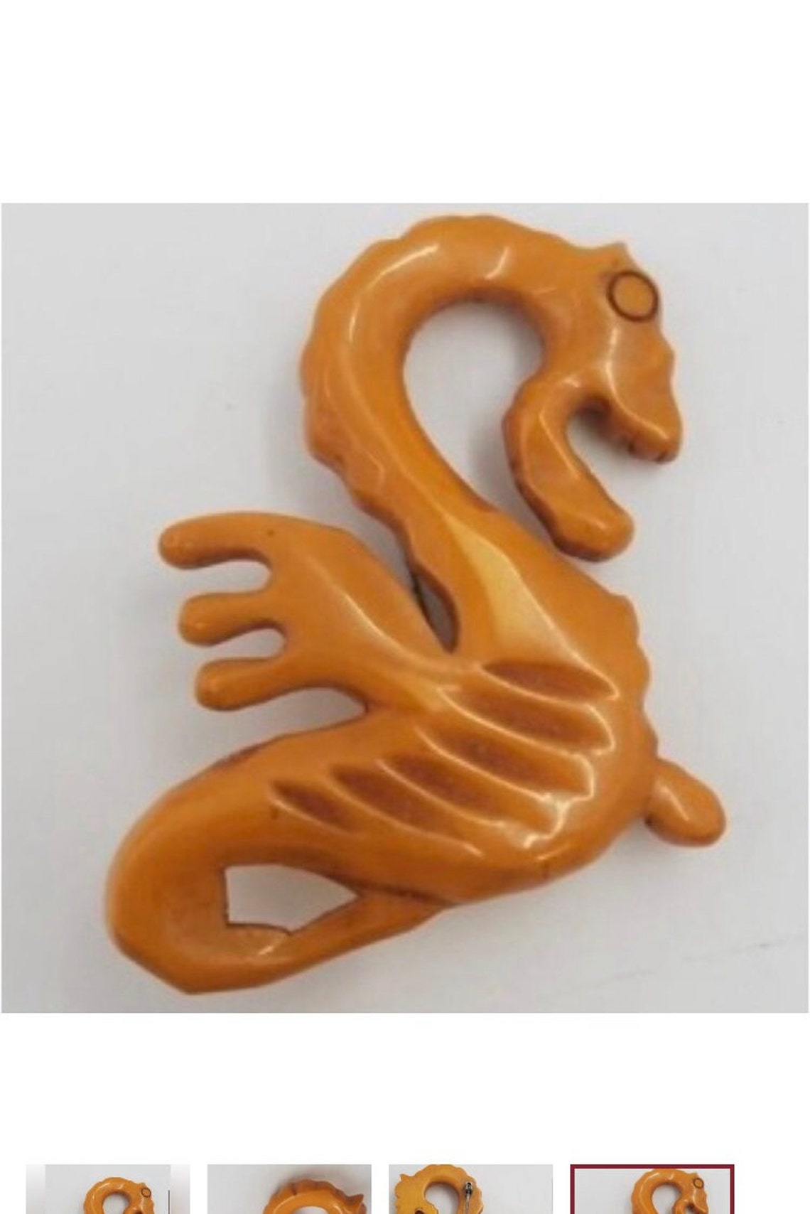 BAKELITE OOAK Vintage 1930s Butterscotch Dragon Brooch Pin Simichrome ...