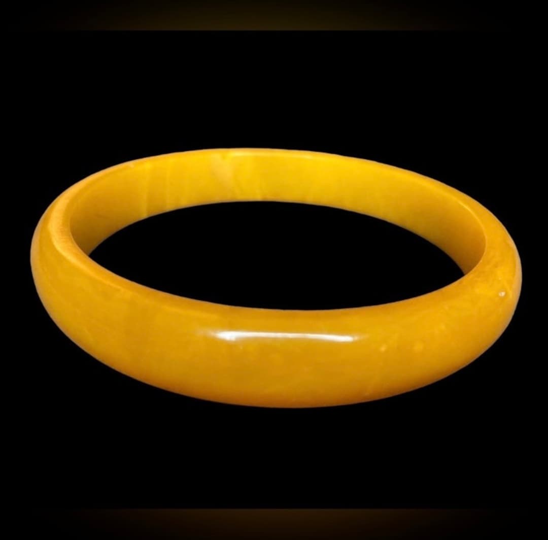 Vintage 1940s BAKELITE Egg Yolk Yellow Marbled Bangle Bracelets TESTED ...