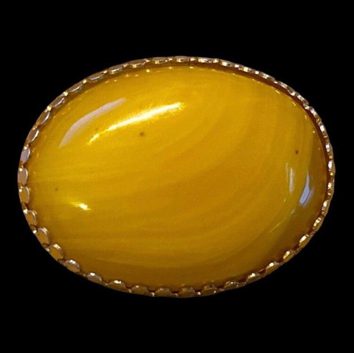 BAKELITE Vintage 1940s Signed Oval Egg Yolk Brooch Pin C Clasp Gold ...