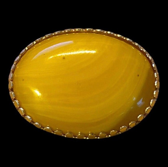 BAKELITE Vintage 1940s Signed Oval Egg Yolk Brooch Pi… - Gem