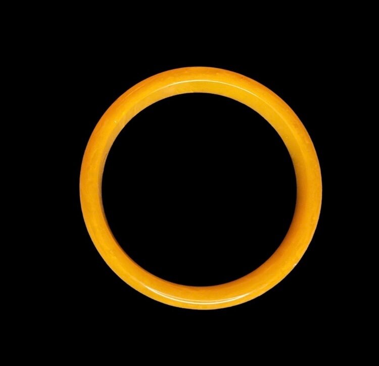 Vintage 1940s BAKELITE Egg Yolk Yellow Marbled Bangle Bracelets TESTED ...