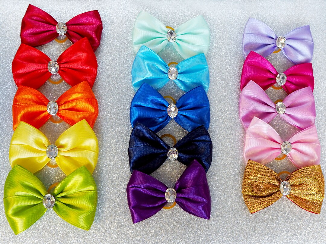 Elegant Bows for Dogs, Cute Bows for a Pet, 20 Colors, Ribbon Bows ...