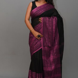 Traditional Handloom Soft Cotton Begompuri Sari - With Blouse Piece ...