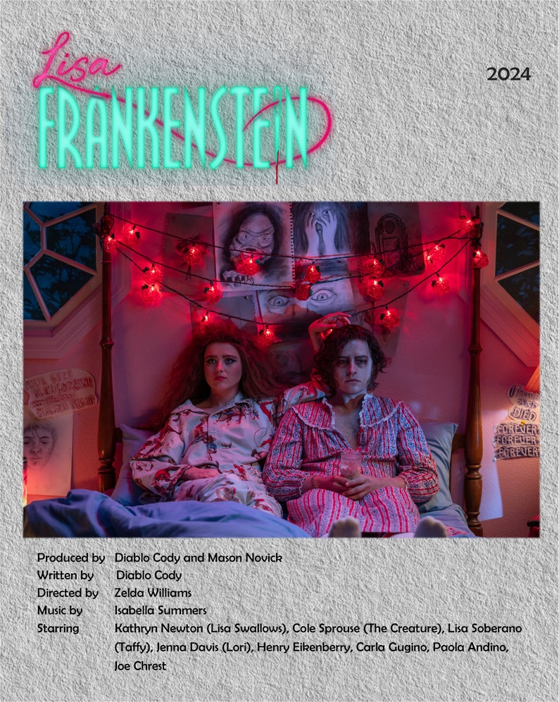 Lisa Frankenstein 2024 Movie Poster and Digital Download File Zelda ...