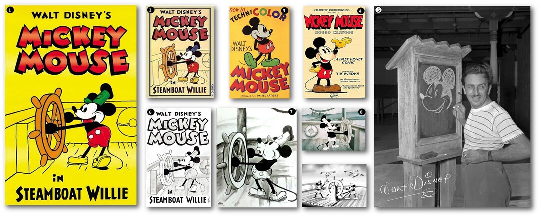 Walt Disney Mickey Mouse in Steamboat Willie 1928 Popular Theme Cartoon ...