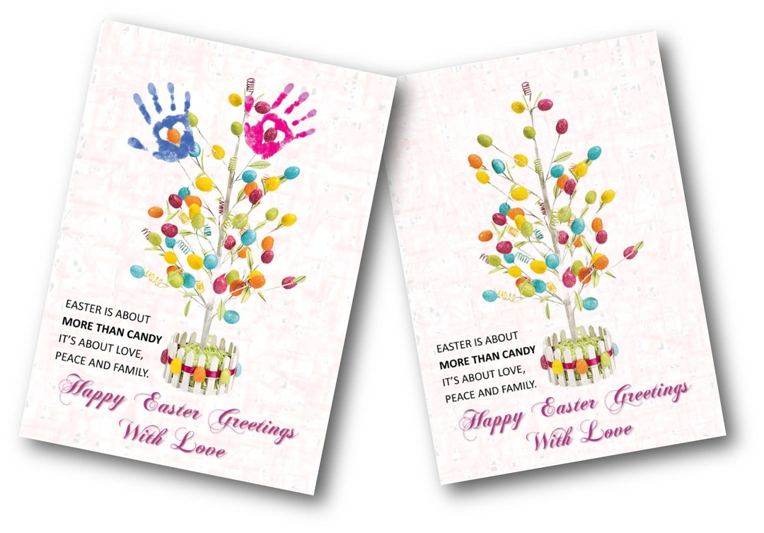 Easter Handprint Craft Art Tree With Chocolate Eggs, Handprint Craft ...