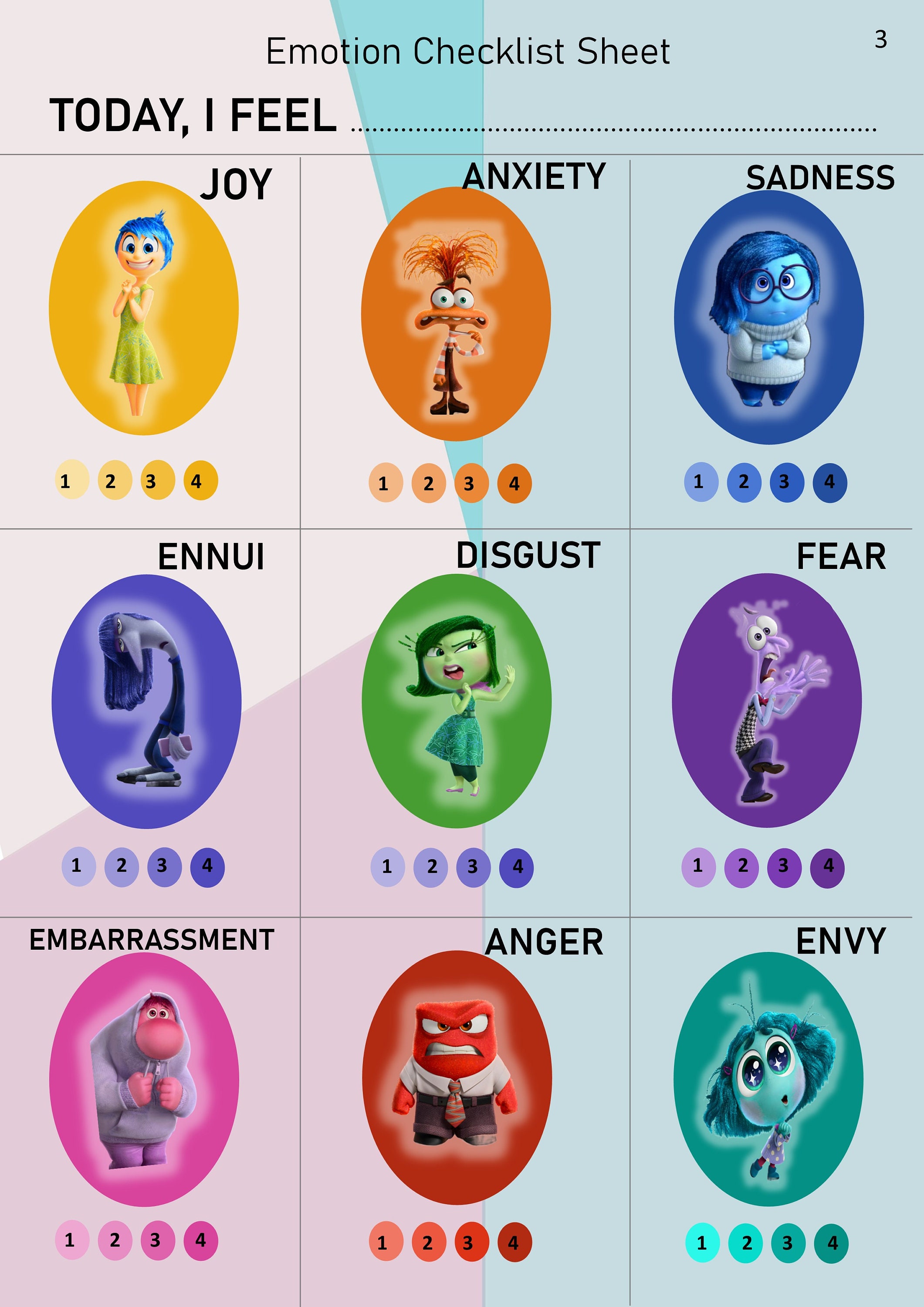Inside Out 2 2024 Emotions Meme Checklist Sheet Suitable for Kids to ...