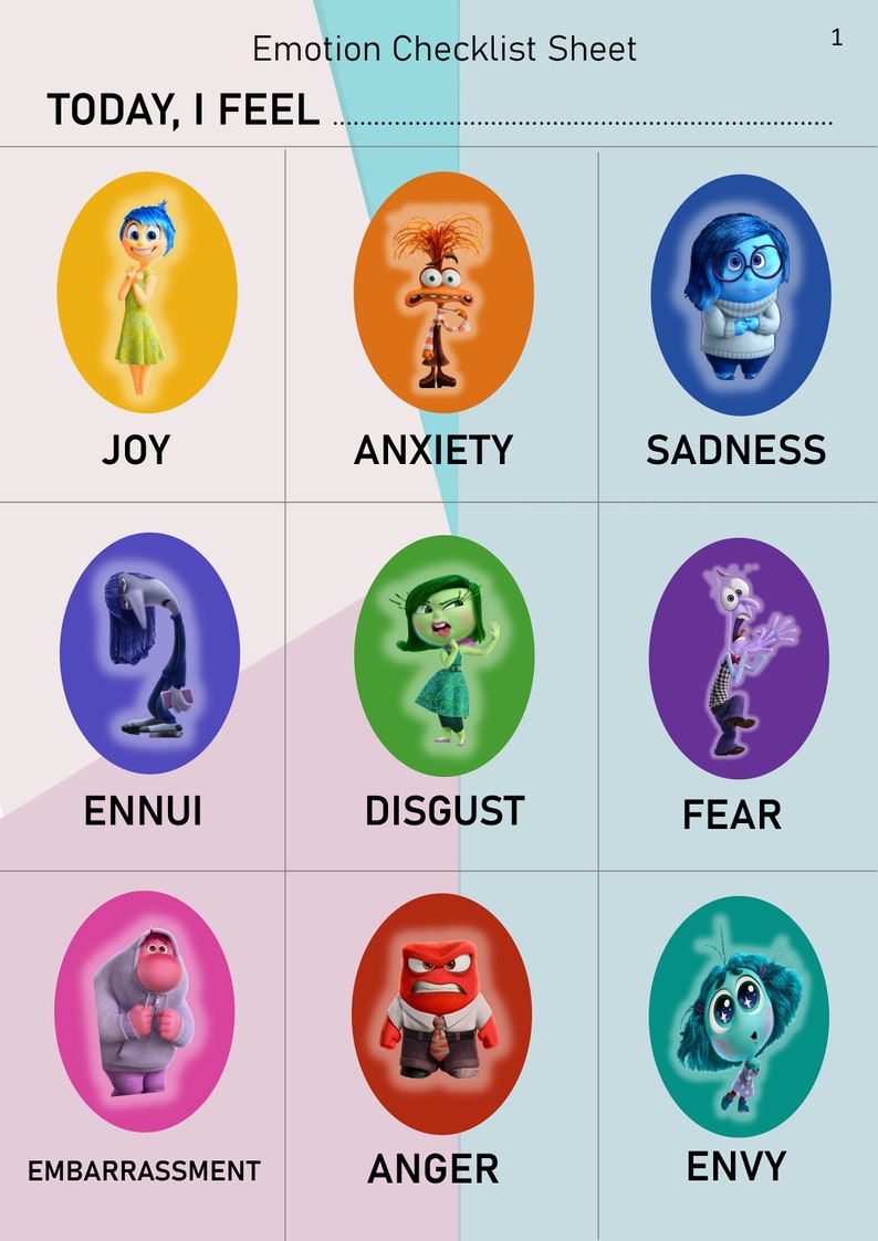Inside Out 2 2024 Emotions Meme Checklist Sheet Suitable for Kids to ...