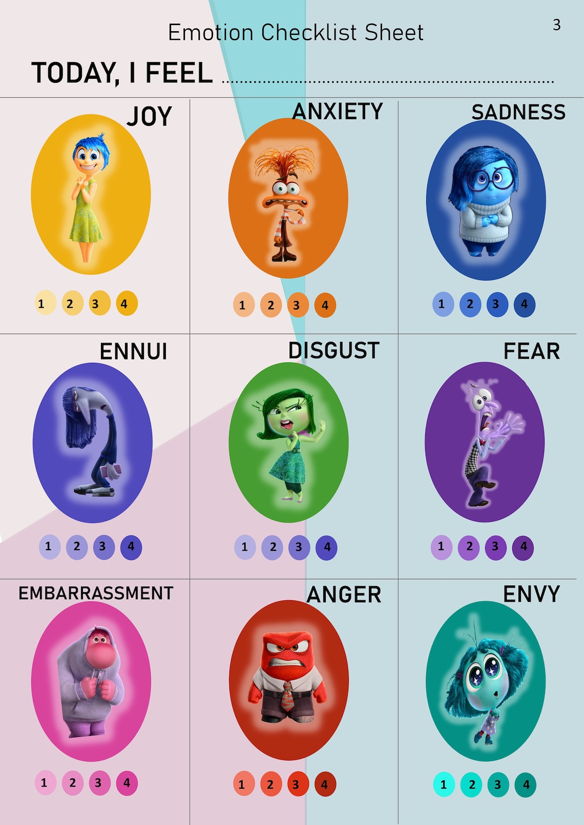Inside Out 2 2024 Emotions Meme Checklist Sheet Suitable for Kids to Identify How They Feel From ...