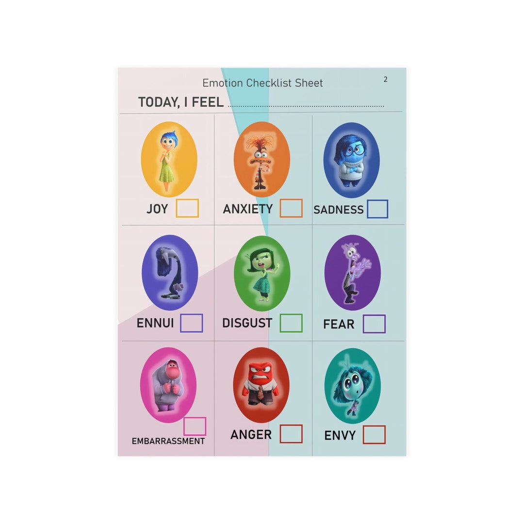 Inside Out 2 2024 Emotionen Meme Checklist Sheet, geeignet für Kinder ...