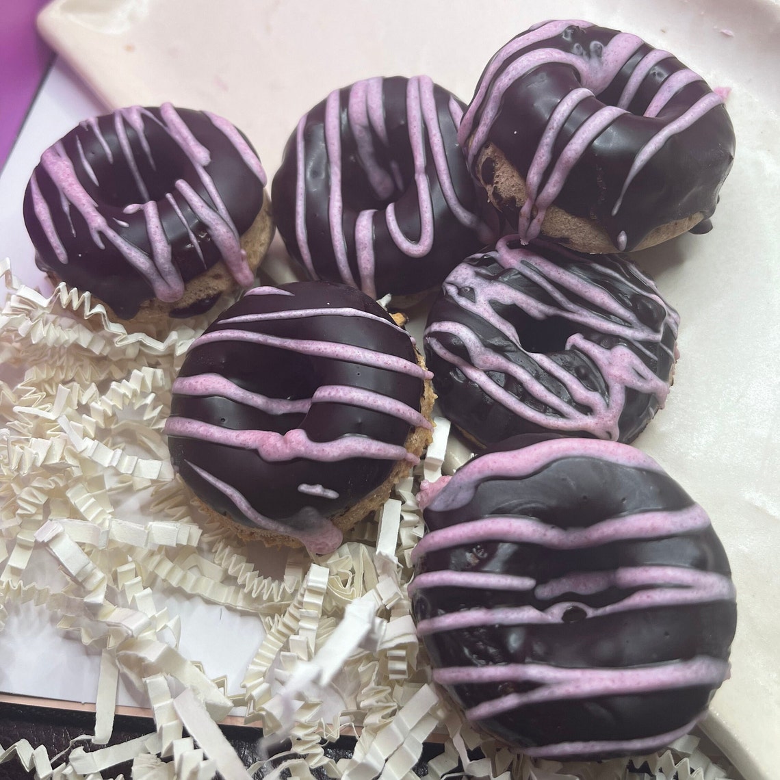 Mini Donut Carob Dipped With Yogurt Icing Drizzle - Etsy