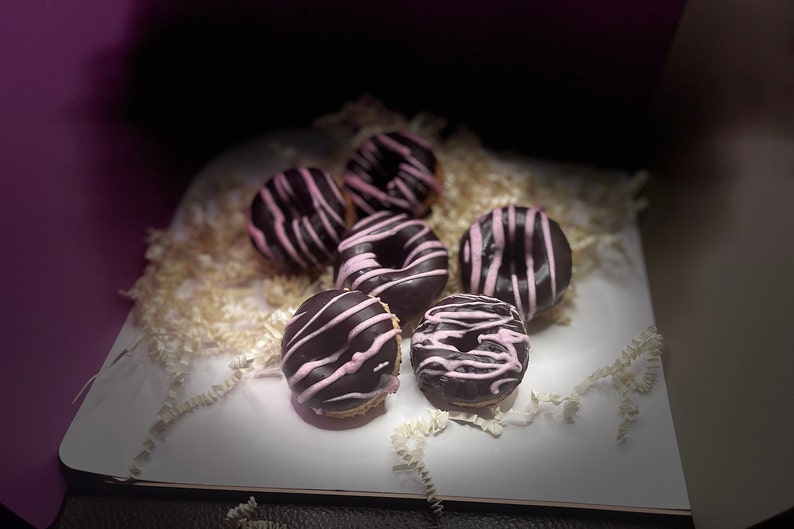 Mini Donut Carob Dipped With Yogurt Icing Drizzle - Etsy