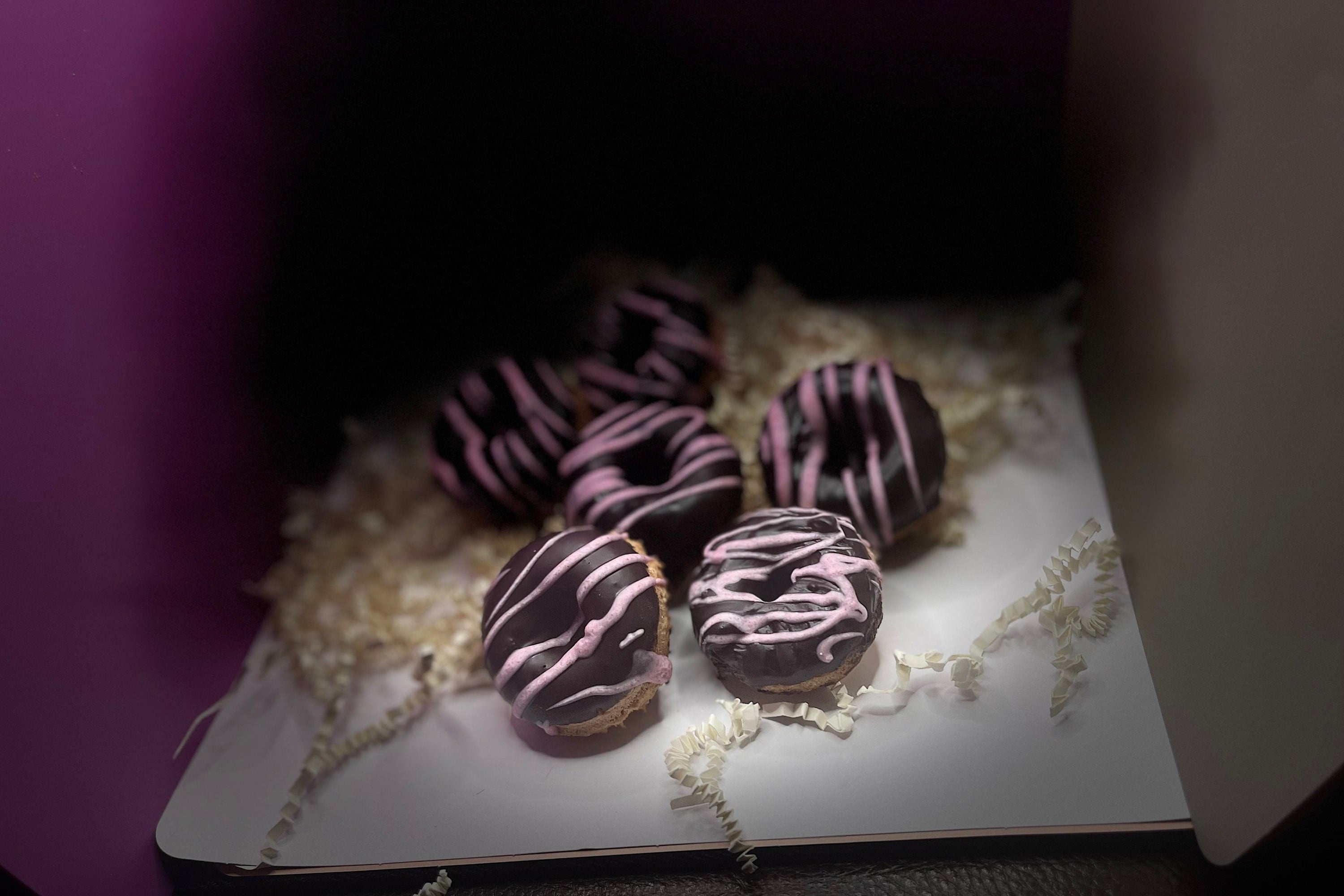 Mini Donut Carob Dipped With Yogurt Icing Drizzle - Etsy