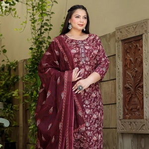 Plus Size Kurta Set, Plus Women Dresses, Diwali Wear Outfit, Floral ...