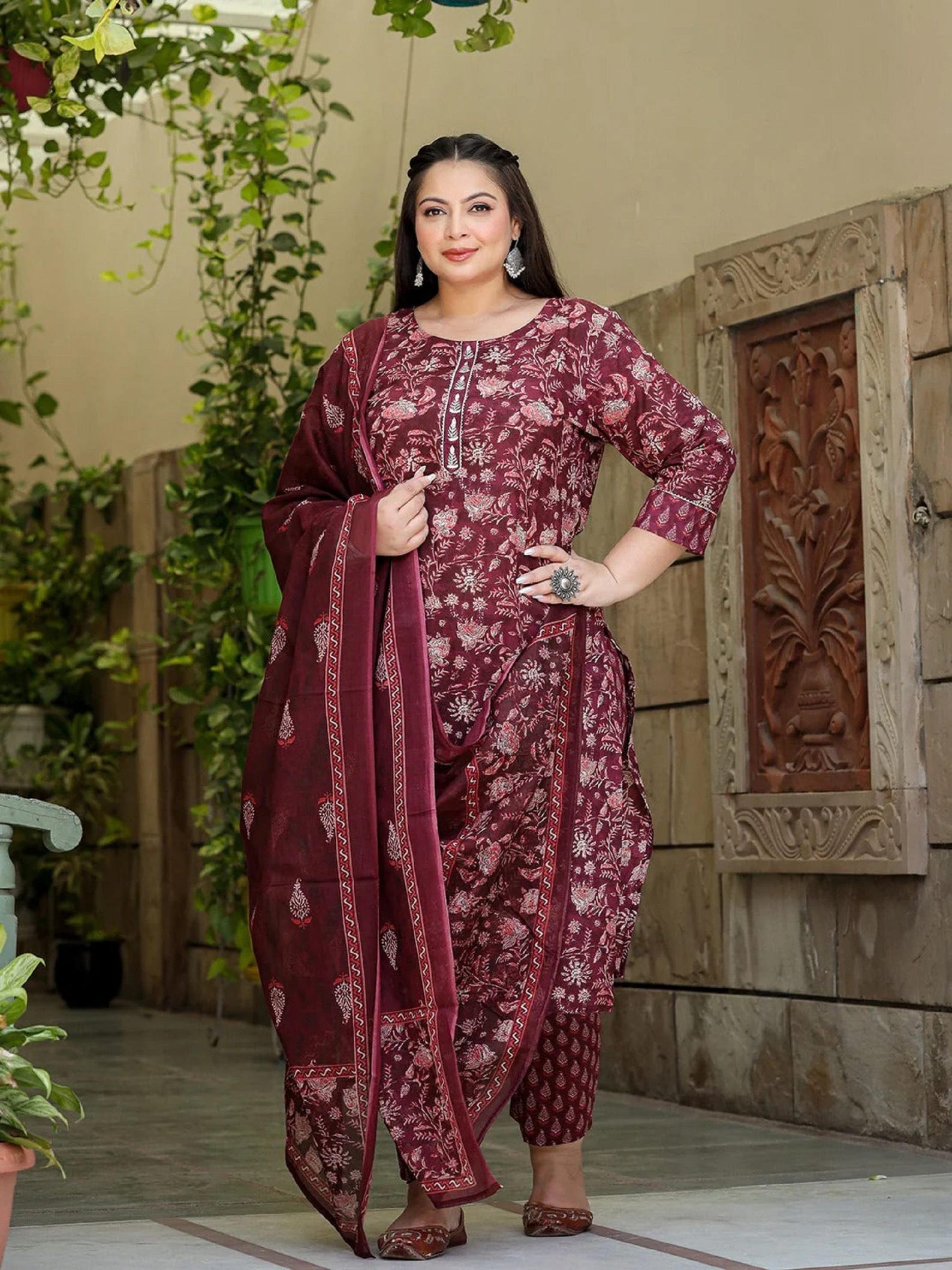 Plus Size Kurta Set, Plus Women Dresses, Diwali Wear Outfit, Floral ...