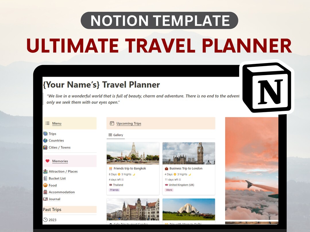 Notion Template Travel Planner Itinerary Vacation Checklist Trip ...
