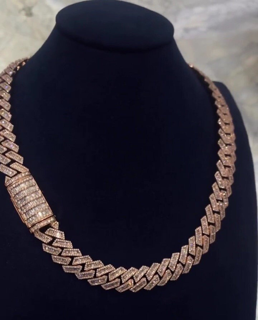 GRA Certified VVS Moissanite Diamond Baguette Cuban Chain, Iced Out ...