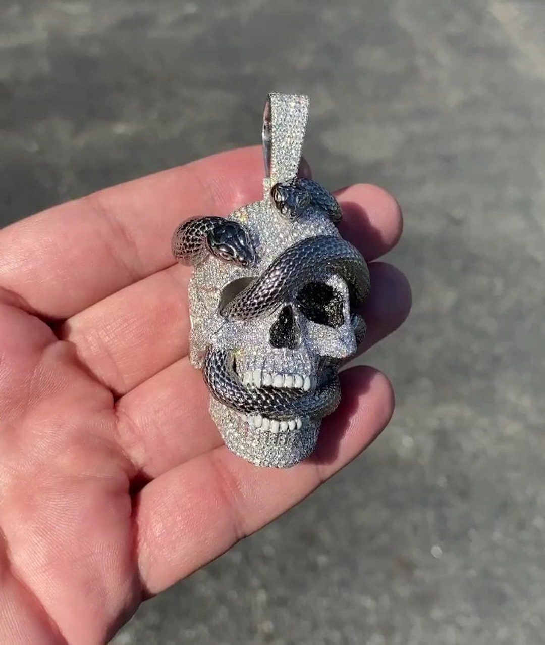 Certified VVS Moissanite Diamond 3D Skull Pendent, Bust Down Rapper ...
